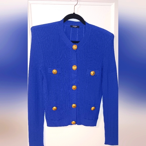 Balmain | Sweaters | Balmain Cardigan Royal Blue | Poshmark